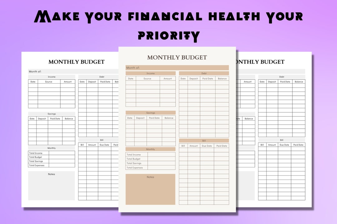 Monthly Budget, Budget Printable, Budget Sheet, Budget Worksheet ...