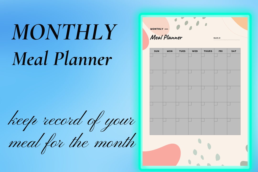 Meal Planner, Editable Monthly Meal Planner, Digital Meal Planner ...