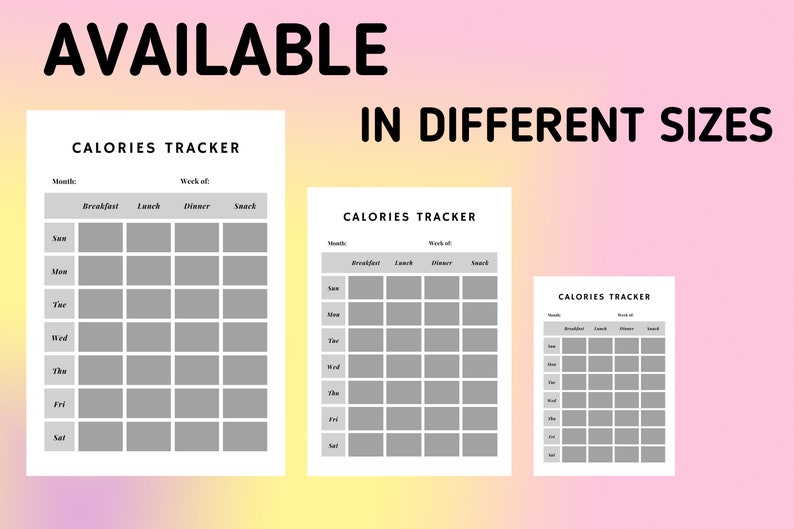 Calorie Tracker Printable Digital Product, Weekly Tracker - Etsy