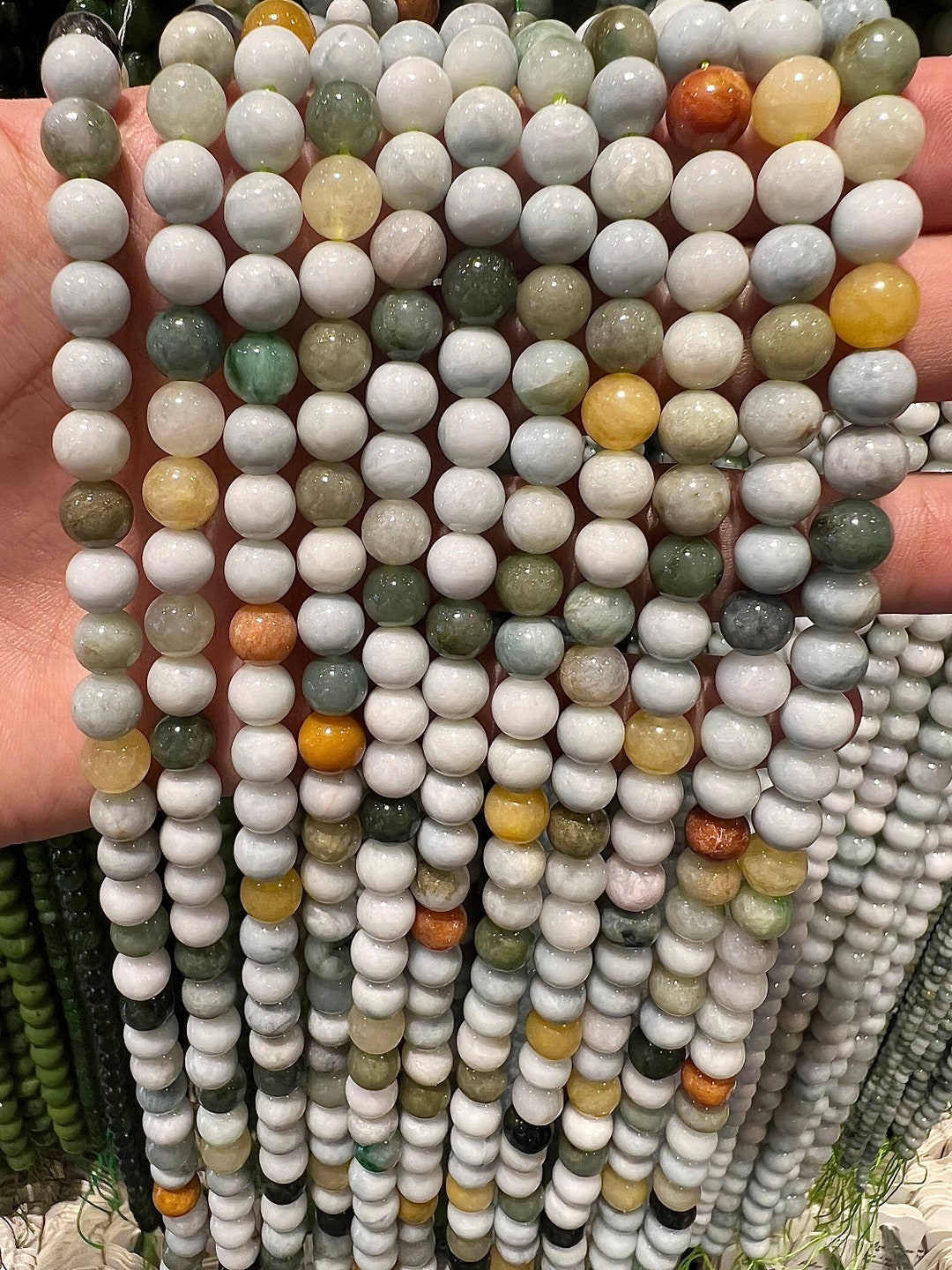 90 Natural Burmese Jade Pearls in 4mm, 6mm (x63), 8mm (x48), 10mm (x38 ...