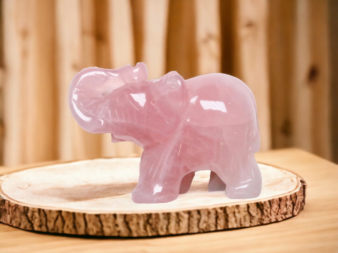 Natural Stone Rose Quartz Elephant Figurine - Etsy