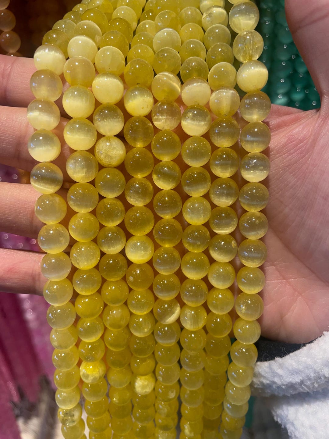 90 Yellow Selenite Beads in 4mm, 6mm x63, 8mm x48, 10mm x38, Stone Bead ...