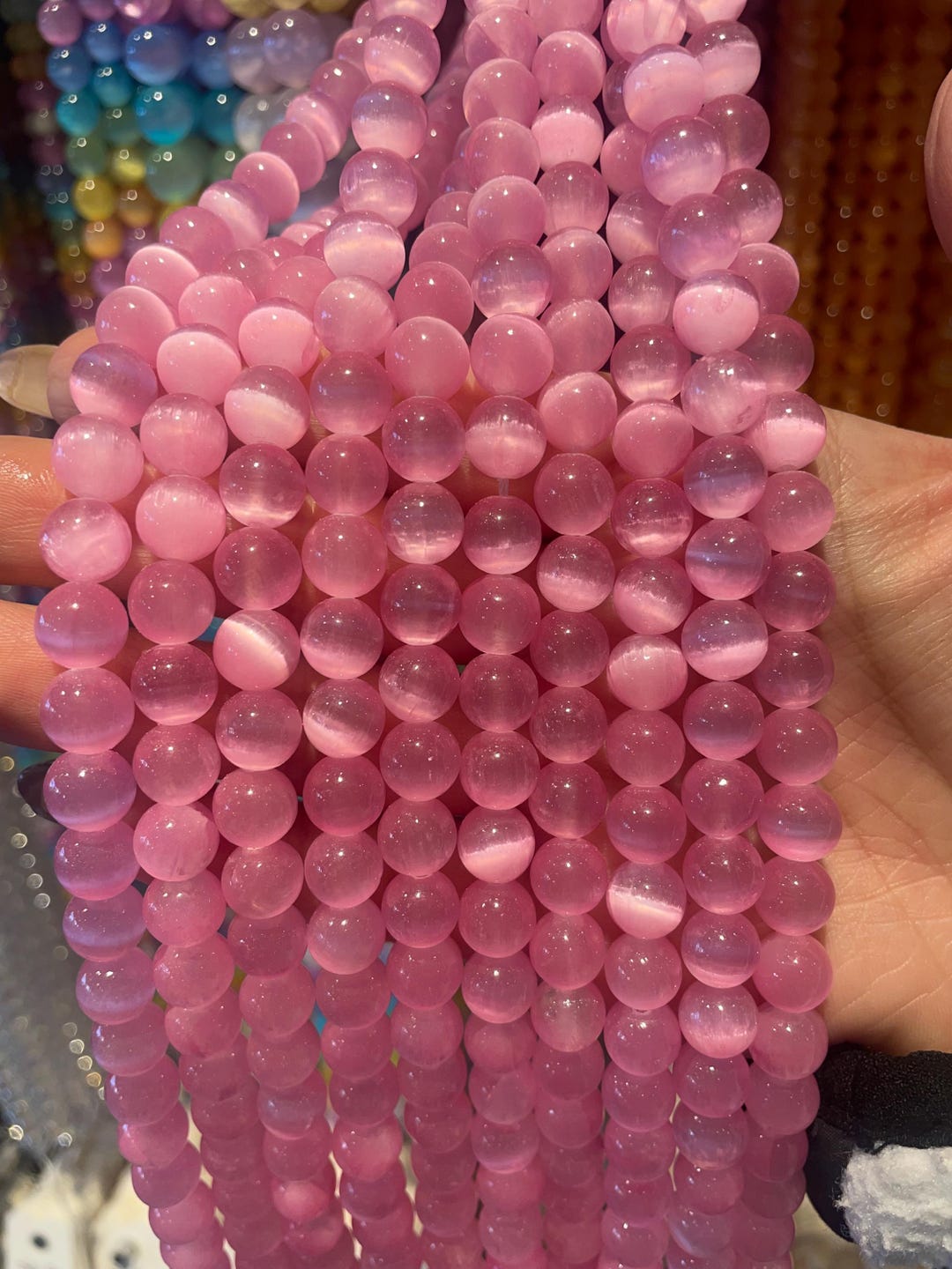 90 Pink Selenite Beads in 4mm, 6mm x63, 8mm x48, 10mm x38, Stone Bead ...