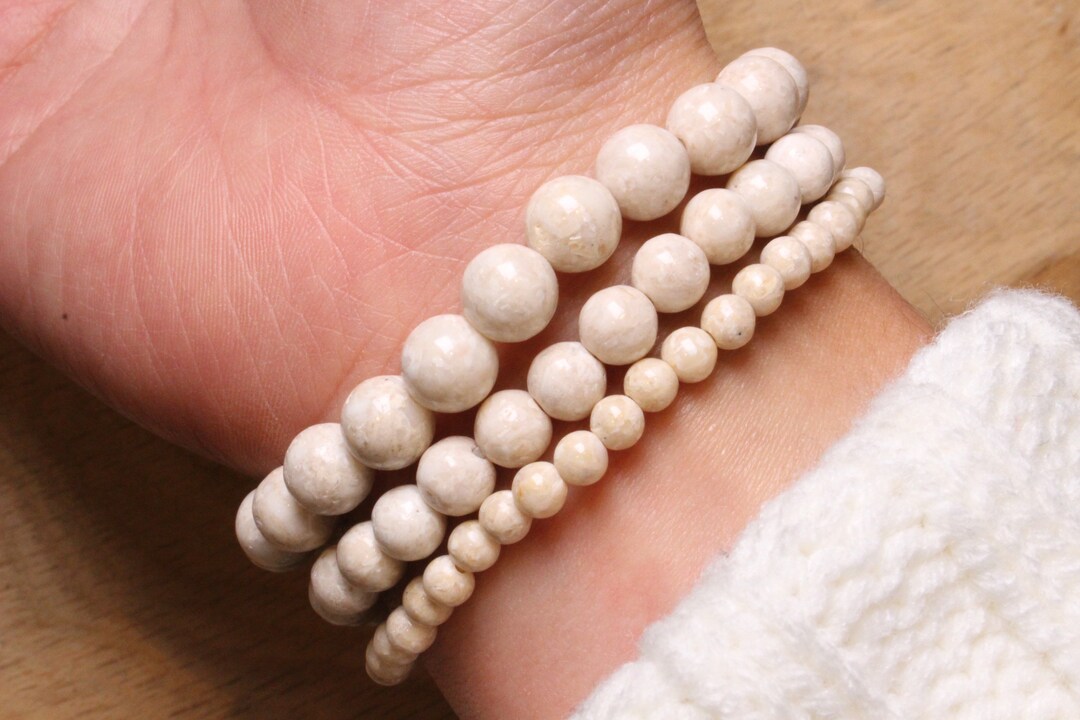 Ivory Jasper Bracelet in Natural Pearls 4/6/8/10/12 Mm - Etsy UK