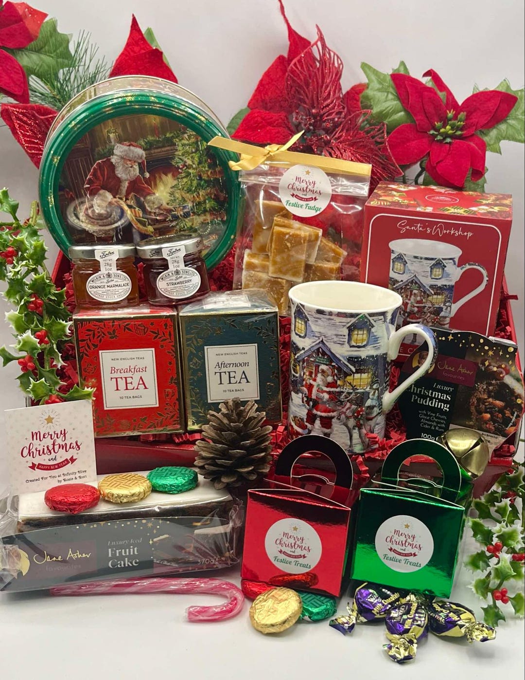 Christmas Tea Hamper Gift Box Xmas Food & Drink for Ladies or Men Xmas ...
