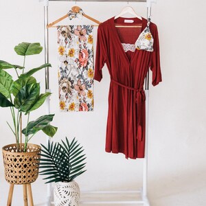 Brick Red Matching Robe and Floral Swaddle-mom Baby-baby Shower Gift ...