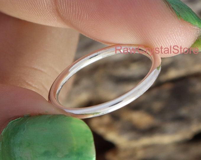 2 Mm Wide Sterling Silver Half Round Ring Band, Stacking Band ...