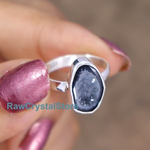 Natural Druzy Ring: Druzy Agate Ring, Geode Druzy Ring, Raw Lace Agate Durzy Ring, 925 Silver ...