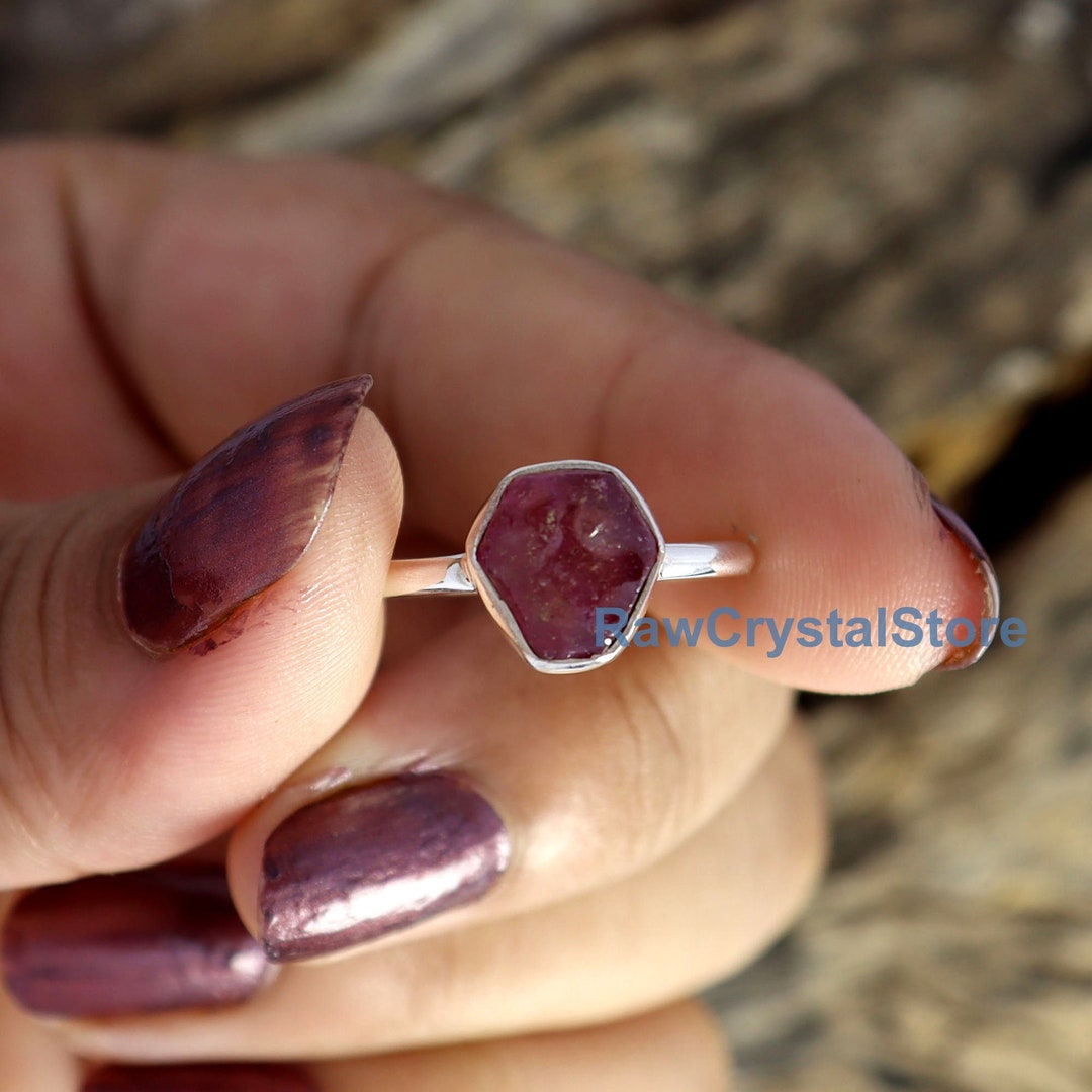 Raw Ruby Ring, Natural Ruby Raw Ring, Ruby Rough Ring, 925 Silver Ring ...