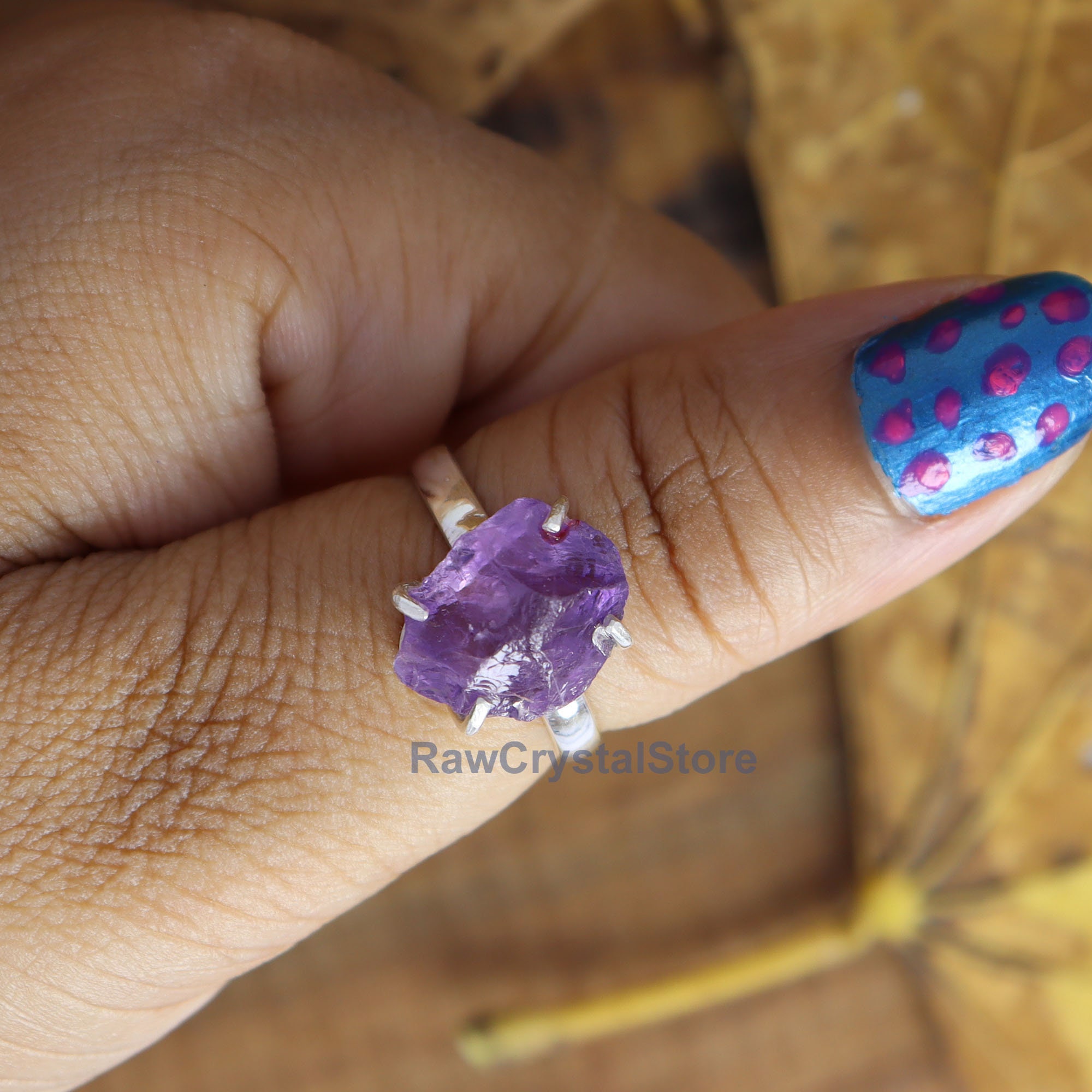 Raw Amethyst Ring Amethyst Rough Ring Crystal Raw Stone | Etsy