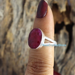 Raw Ruby Ring: Raw Red Ruby Silver Ring, 925 Sterling Silver Ring ...