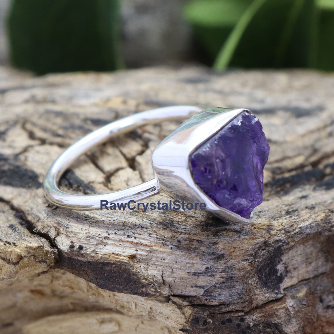Raw Amethyst Ring Amethyst Rough Ring Amethyst Bezel Ring | Etsy