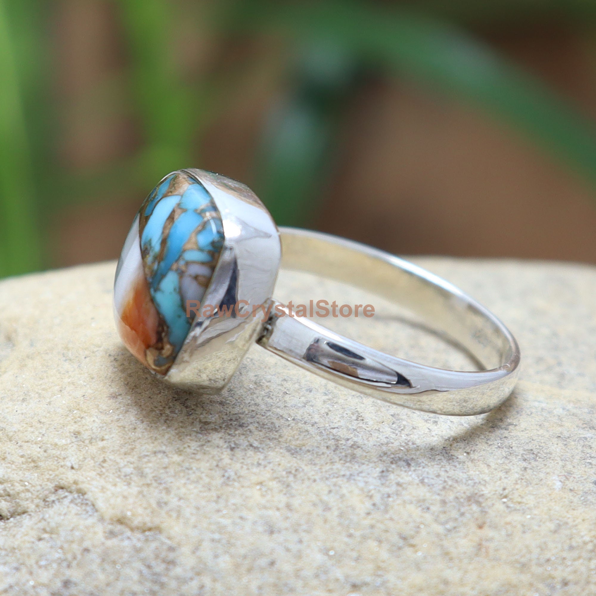 Turquoise Ring Pink Turquoise Silver Ring Pink Opal Copper | Etsy