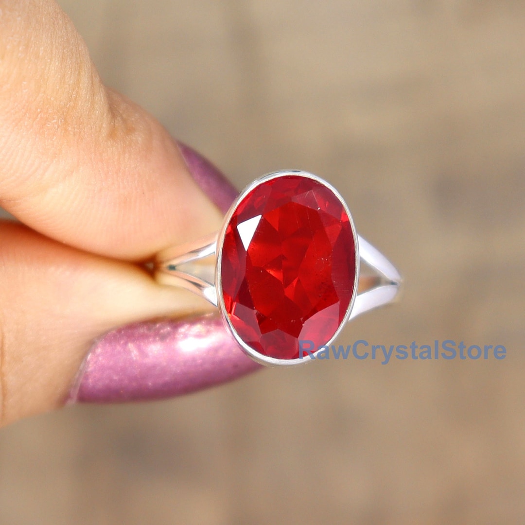 Ruby Ring: 925 Sterling Silver Ring, Red Ruby Ring, Ruby Silver Ring ...