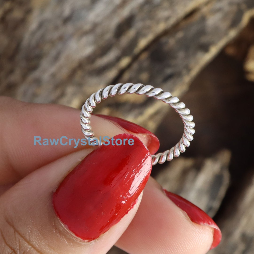 Handmade Twisted Sterling Silver Band Ring, Minimalist Stacking Ring - Etsy