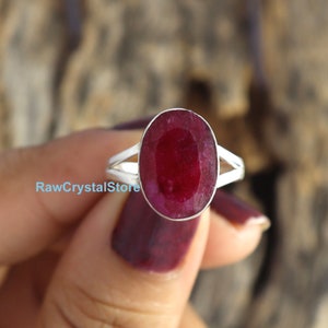 Raw Ruby Ring: Raw Red Ruby Silver Ring, 925 Sterling Silver Ring ...