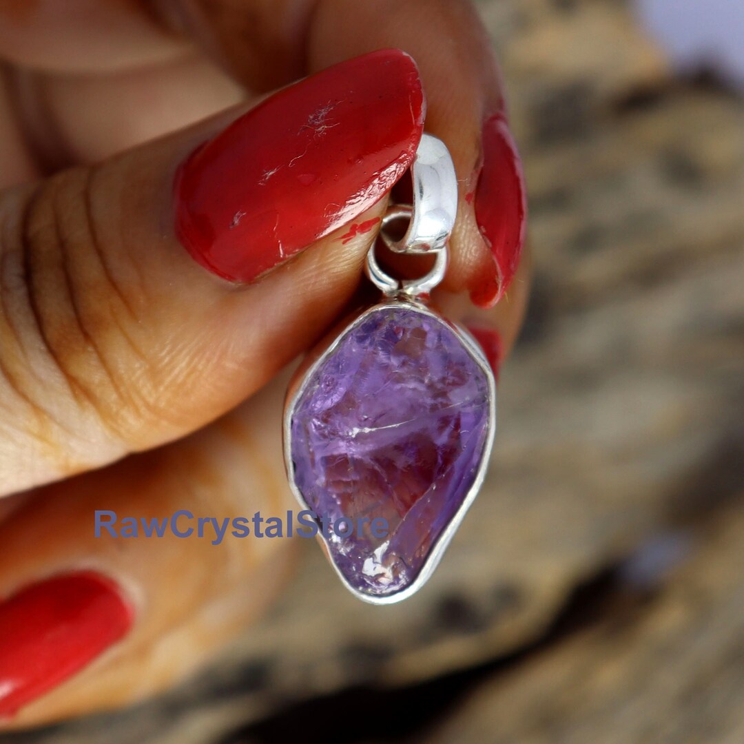 Raw Amethyst Pendant, Amethyst Rough Pendant, Amethyst Bezel Pendant ...