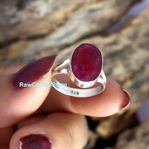 Raw Ruby Ring: Raw Red Ruby Silver Ring, 925 Sterling Silver Ring ...