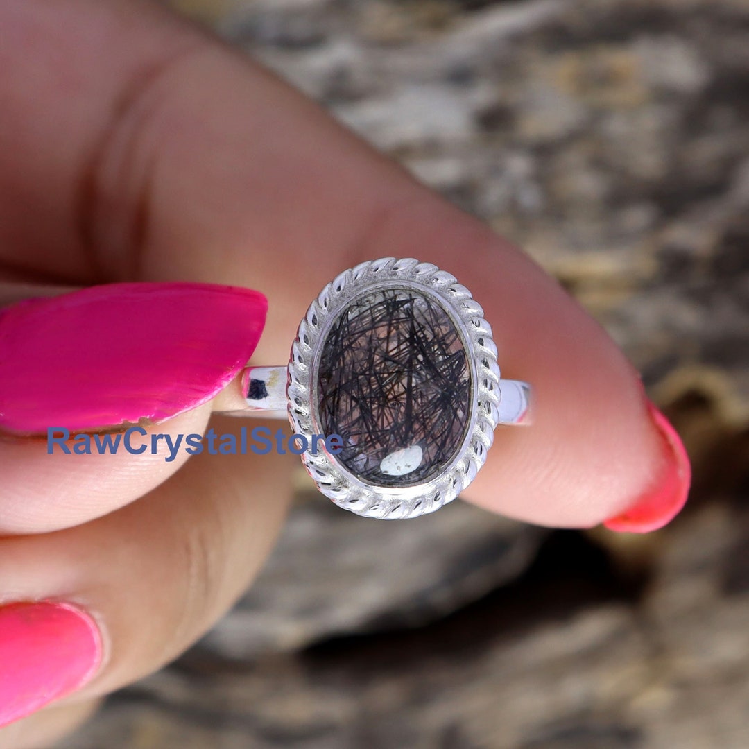 Tourmalinated Quartz Ring: Handmade 925 Sterling Silver Designer Ring ...