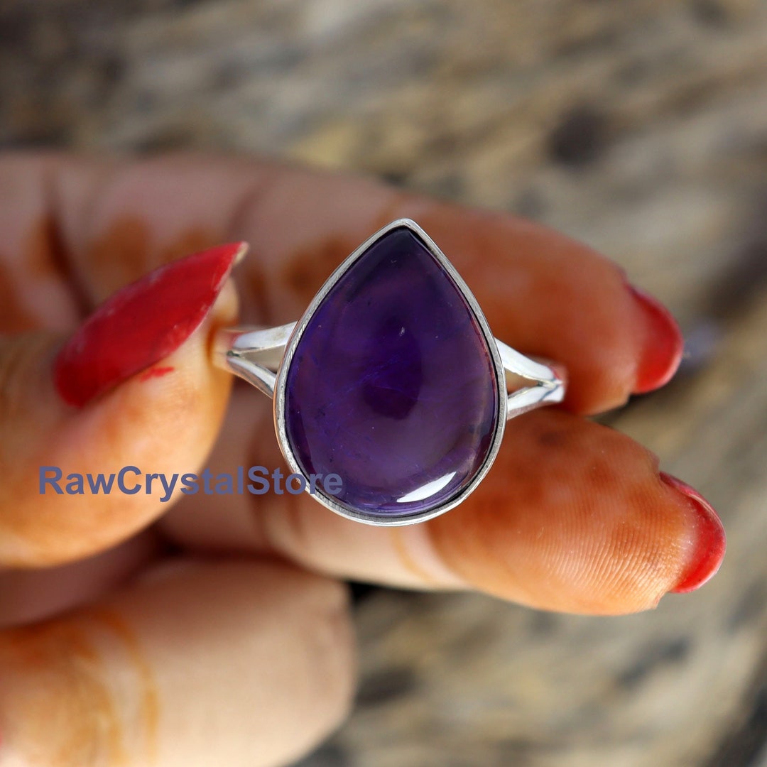 Amethyst Ring, Big Size Amethyst Ring, 925 Sterling Silver Ring, Large ...