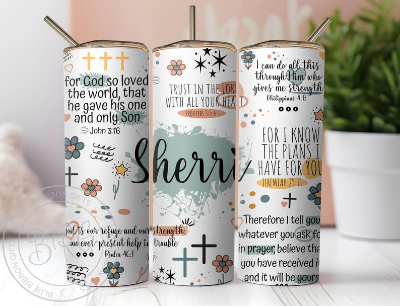 Christian Tumbler Wrap, Bible Verses for 20 Oz Skinny Tumbler, Psalm ...