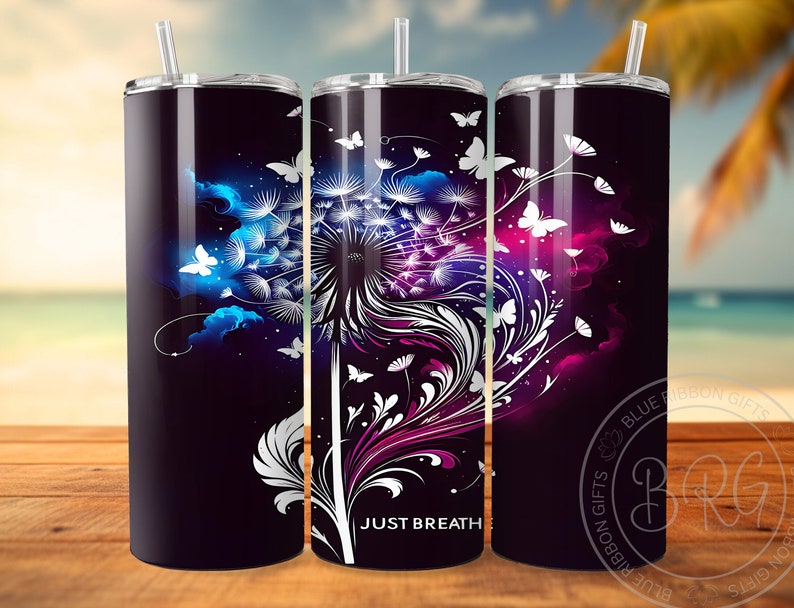 Just Breathe Positive Affirmation Tumbler Wrap For 20 Oz Skinny Tumbler