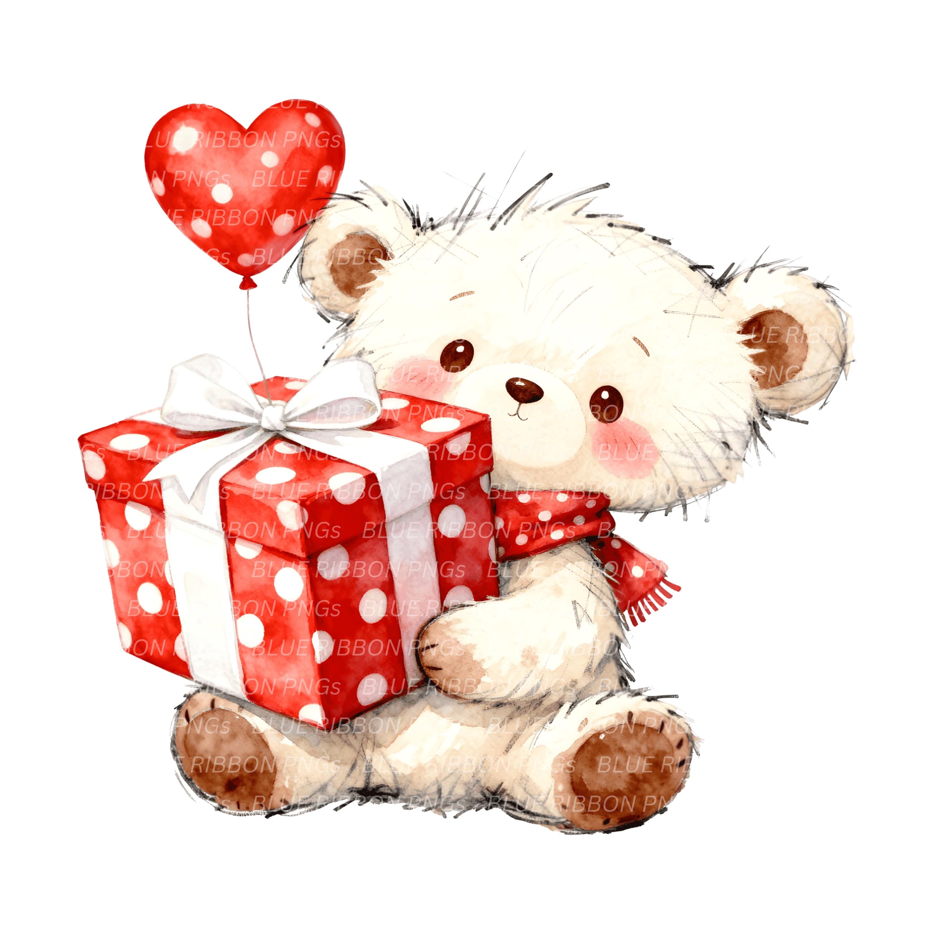 8 Bear Valentine Clipart, Printable Watercolor Paper Craft, Junk ...