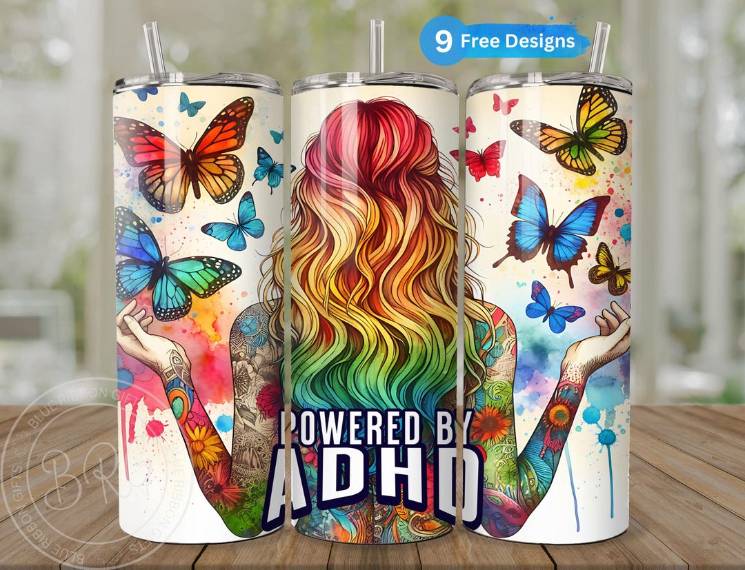 ADHD Awareness Tumbler Wrap for 20 Oz Skinny Tumbler, Neurodivergent ...