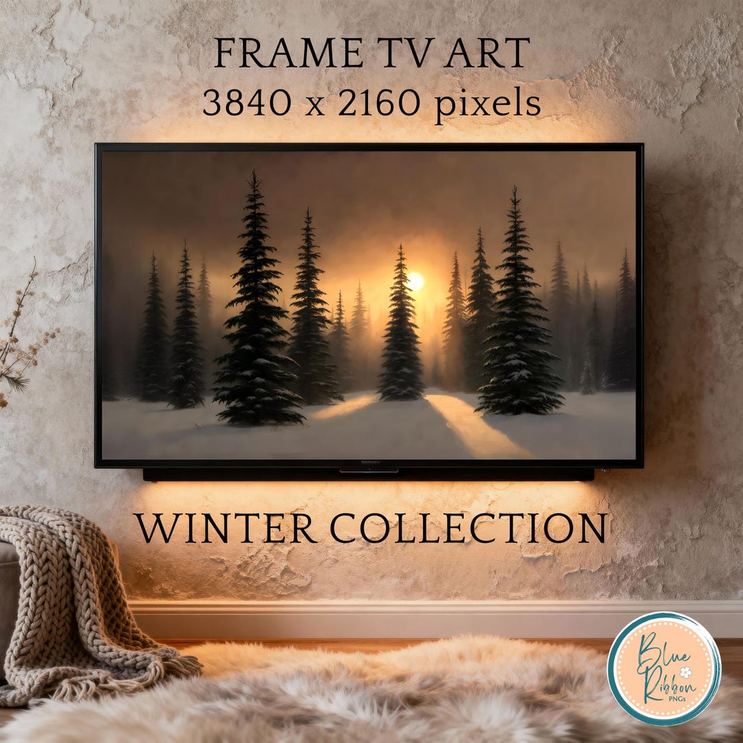 Set of 5 Cozy Winter Collection Frame TV Art, Winter Landscape Home ...
