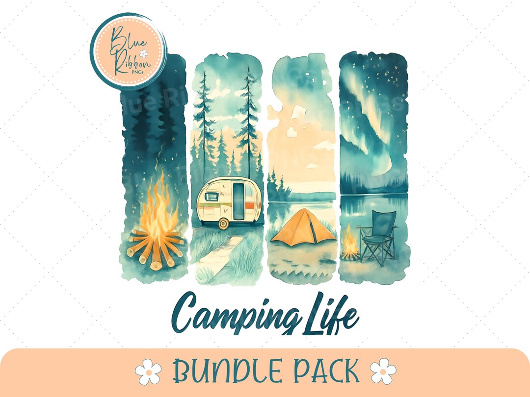 Camping Brushstroke Clipart Bundle, Nature Lover Graphic Tee Designs ...