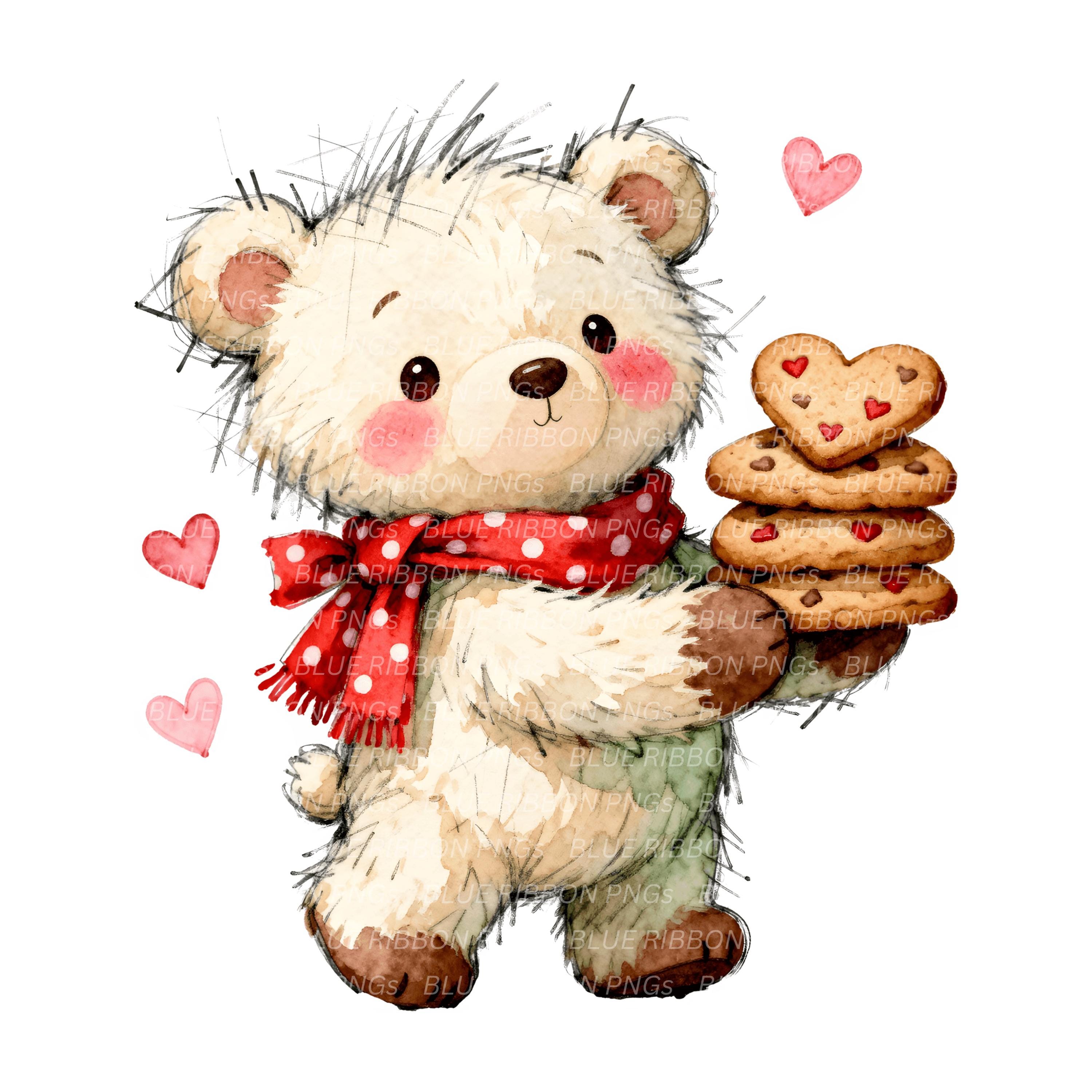 8 Bear Valentine Clipart, Printable Watercolor Paper Craft, Junk ...