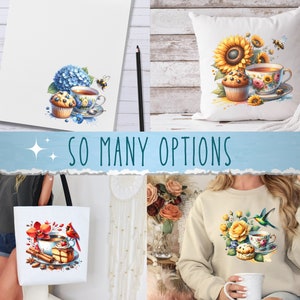 Teacup Clipart Bundle, Cute Breakfast Tea Cup PNG Designs, Watercolor ...