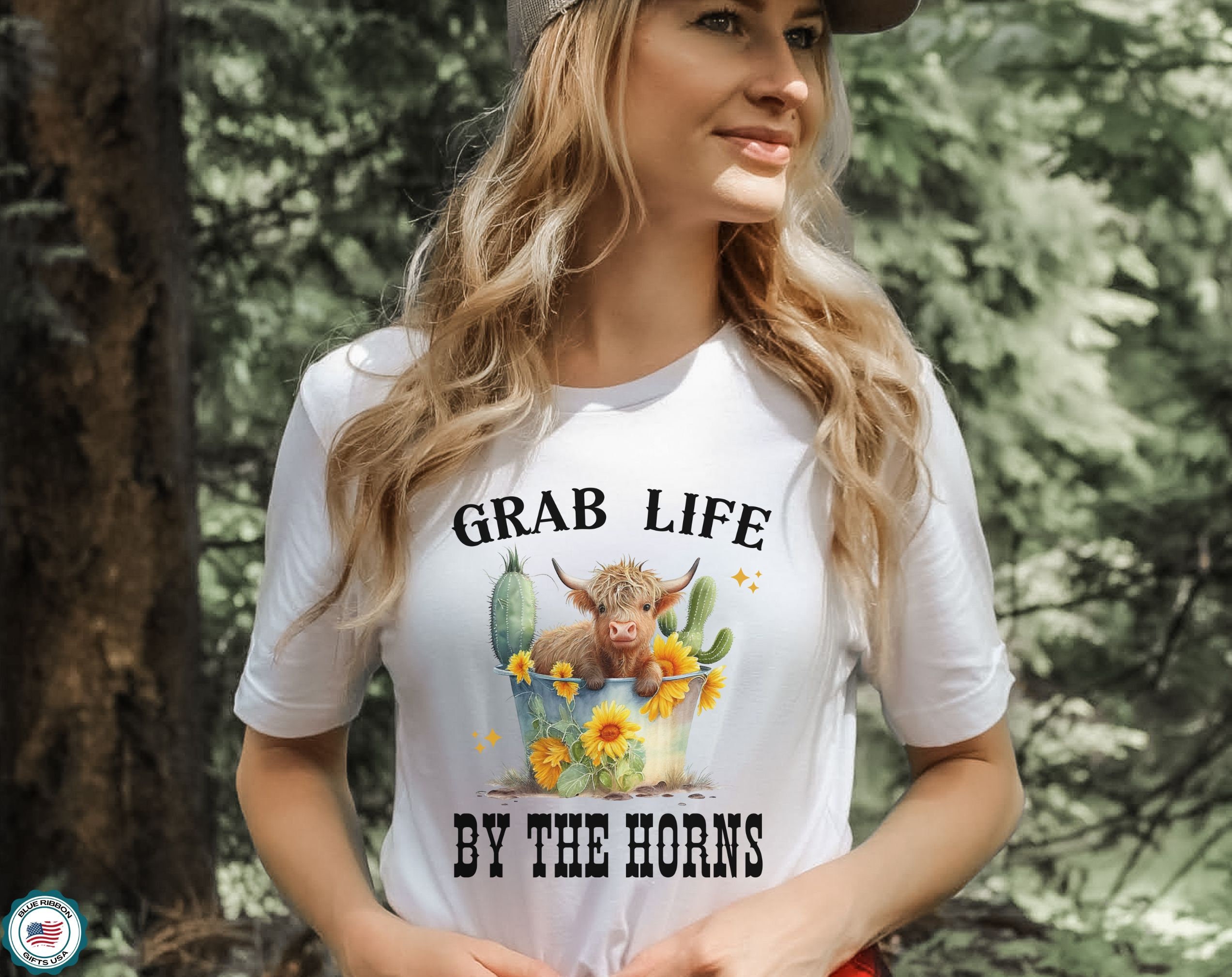 Highland Cow Shirt Grab Life by the Horns Cute Cow Shirt - Etsy