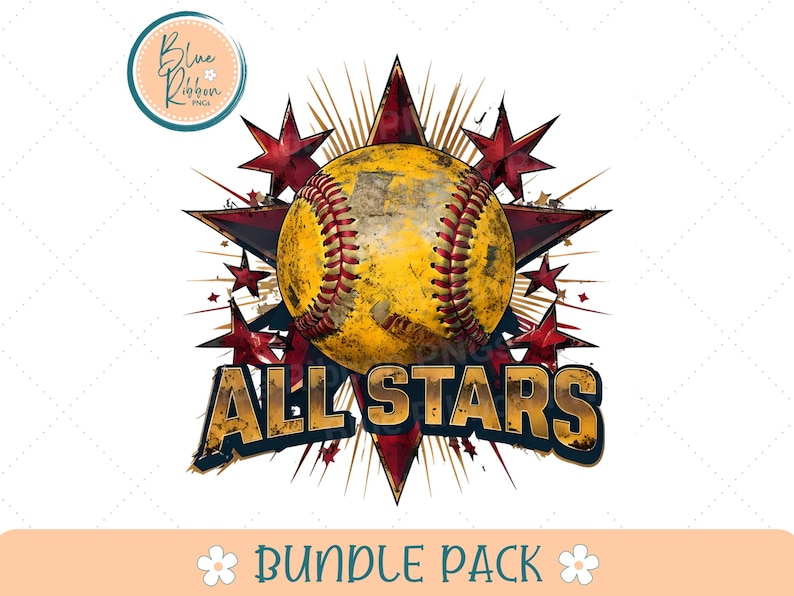 All Stars Clipart Bundle, Softball Png Design, Baseball Team ...