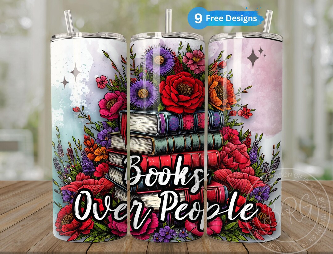 Books Over People Tumbler Wrap for 20 Oz Straight Skinny, Reading ...