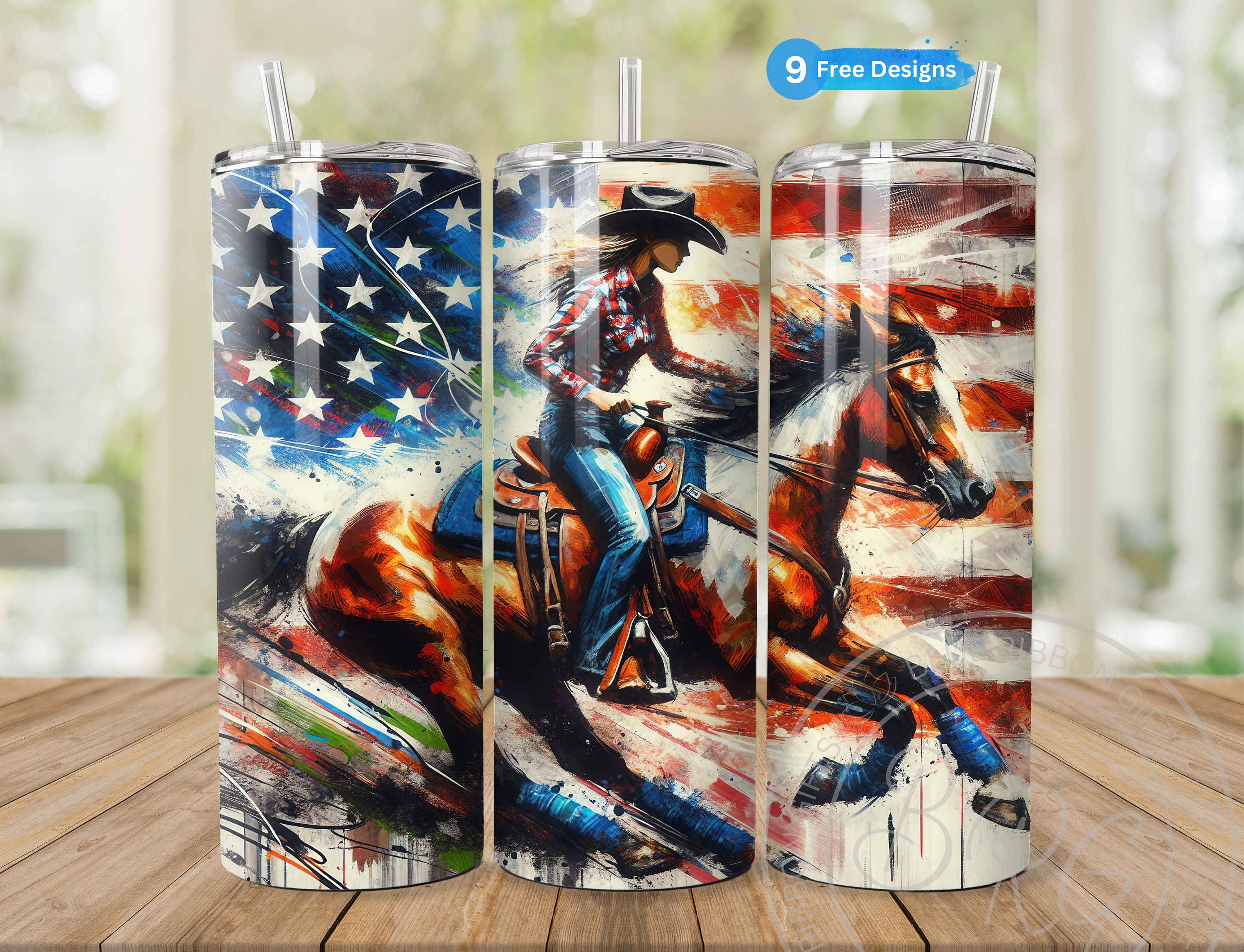 Barrel Racer Rodeo Tumbler Wrap for 20 Oz Skinny Tumbler, Rustic Horse ...