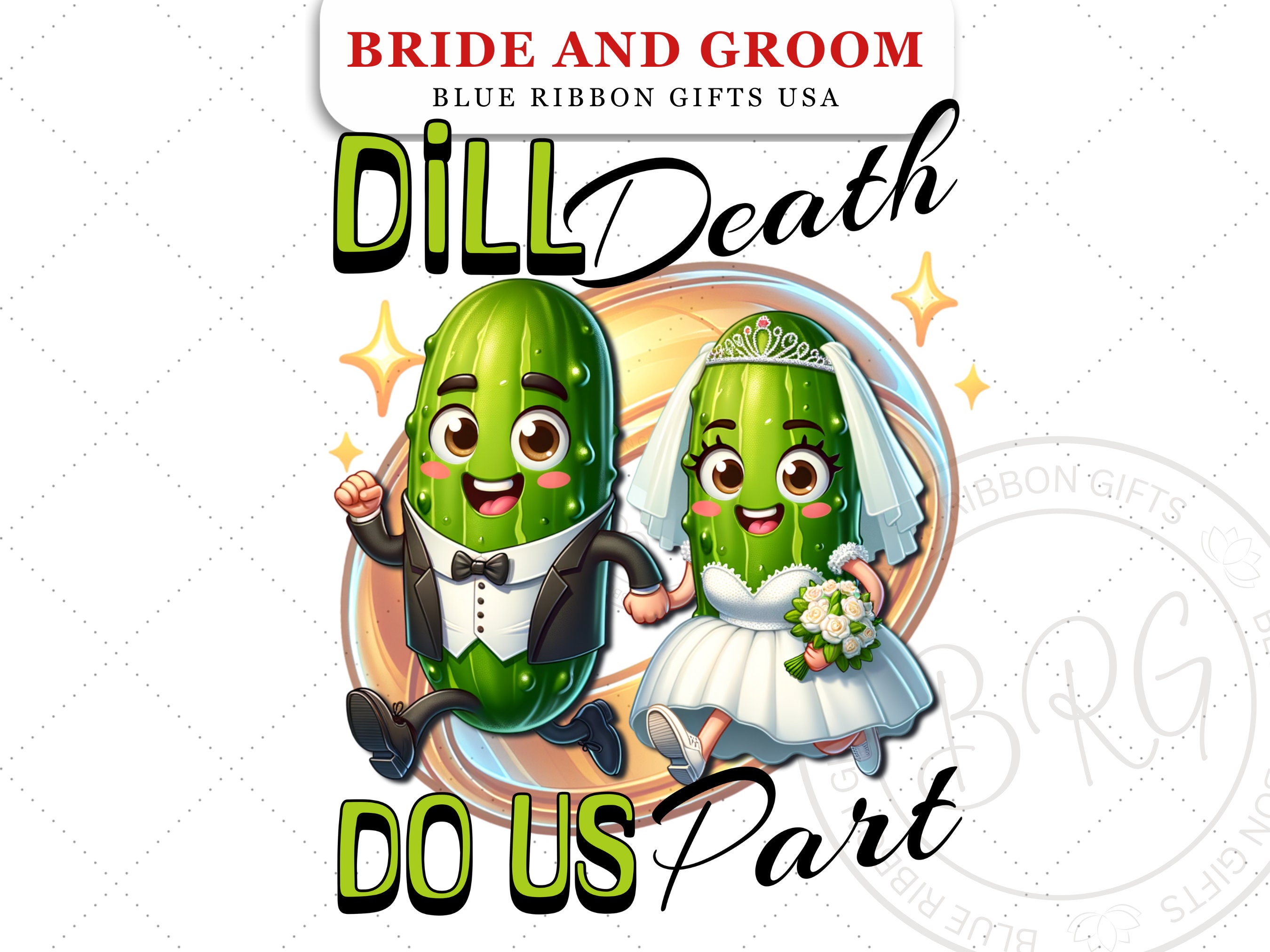 Bride and Groom PNG for Pickle Lovers, Sublimation Design for Pickle Gifts, Wedding Clipart for ...