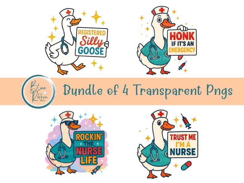 Silly Goose Nurse Clipart Bundle, Nursing Student Clip Art, RN Medical ...