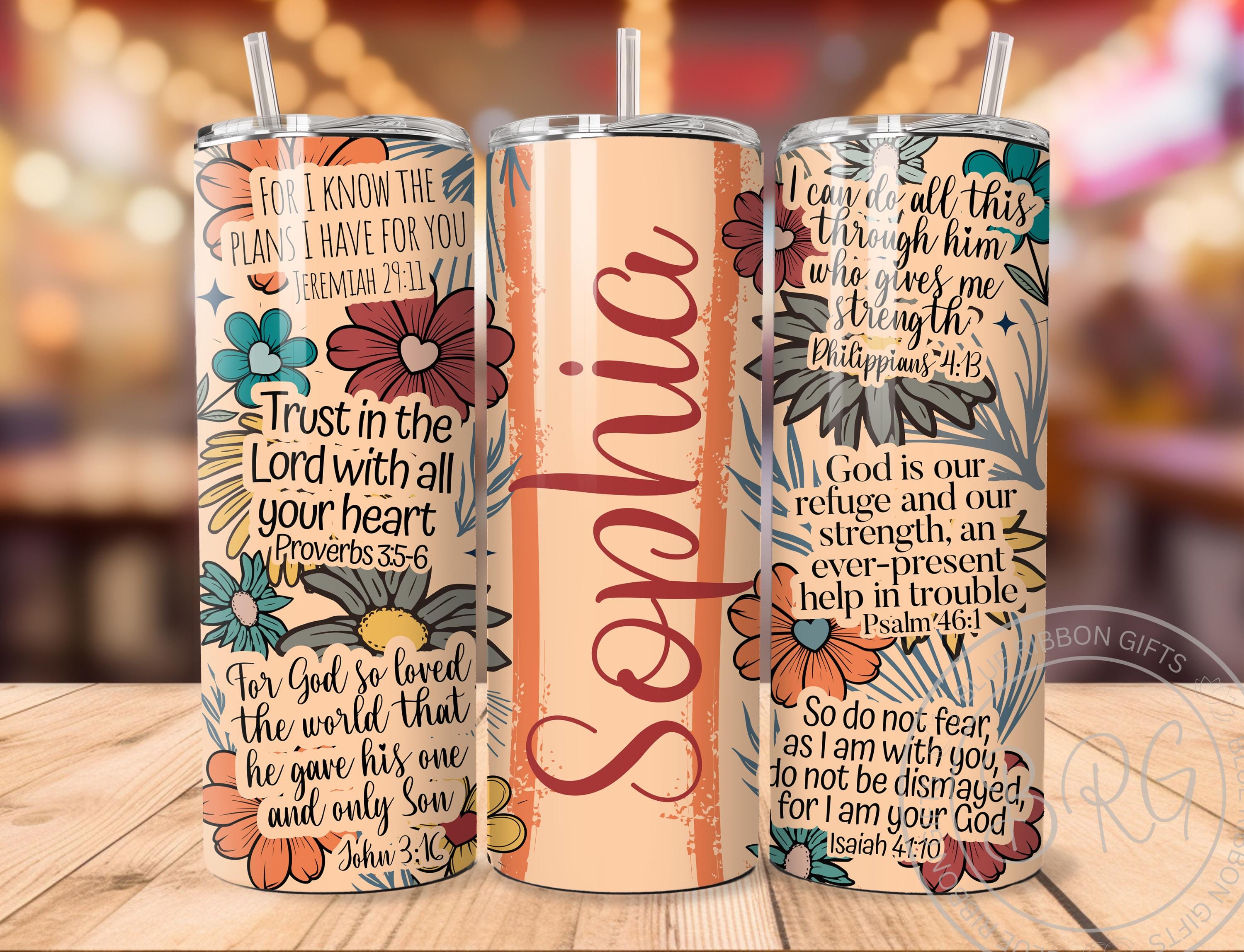 Christian Tumbler Wrap, Bible Verses for 20oz Skinny Tumbler, Psalm PNG ...