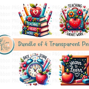 Teacher Clipart Bundle, Back to School PNG, Teaching is a Work of Heart ...