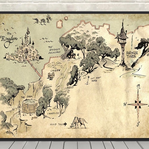 Tangled Map Poster Vintage Disney Movie Poster Classic Disney - Etsy