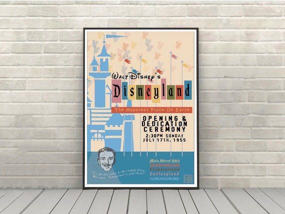 Disneyland Opening Day Poster Disney Attraction poster Magic Kingdom ...