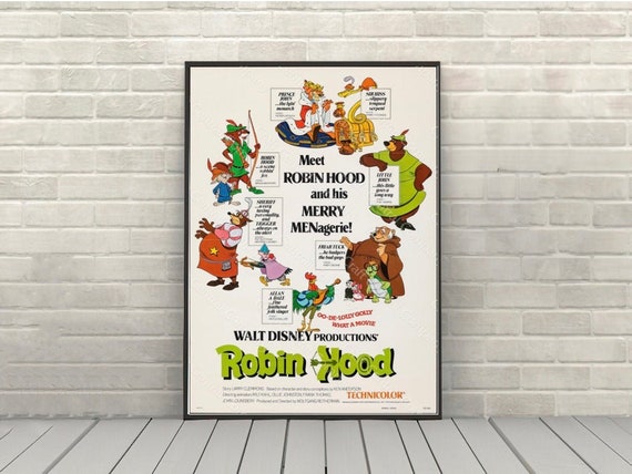 Robin Hood Poster Vintage Disney Movie Poster Classic Disney | Etsy