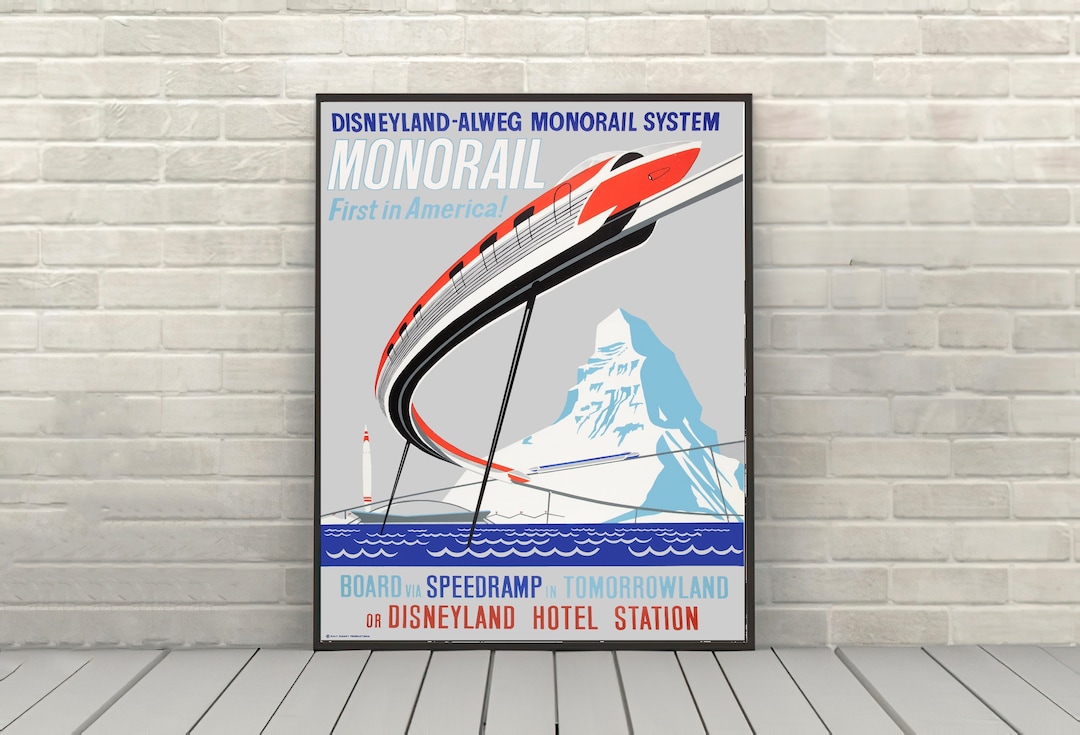 Disneyland Monorail Poster Disney Attraction Poster Vintage Disneyland ...
