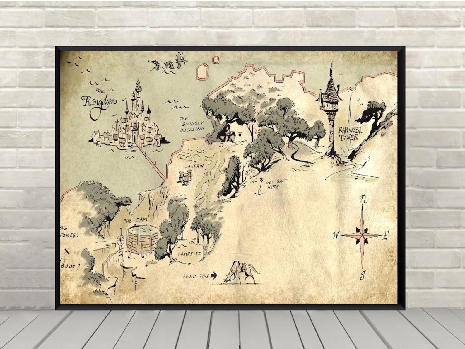 Tangled Map Poster Vintage Disney Movie Poster Classic Disney - Etsy