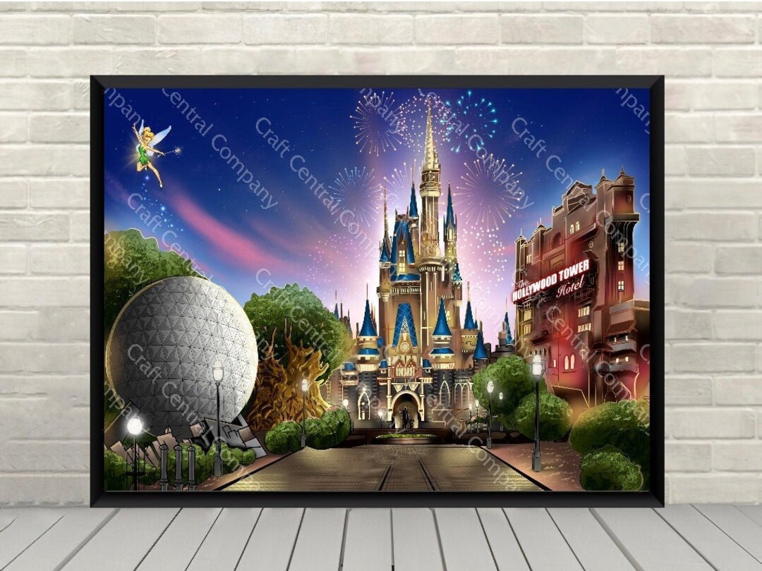Disney Four Parks Poster Magic Kingdom Poster Epcot, Hollywood Studios ...
