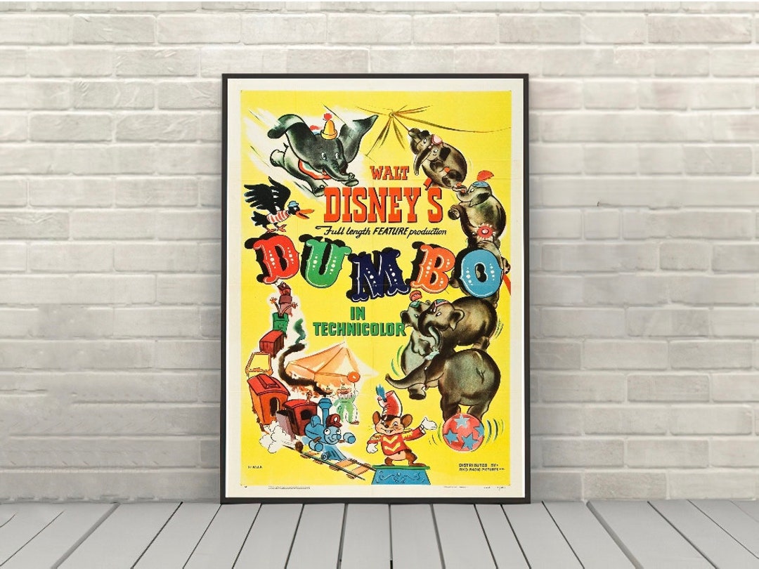 Dumbo Movie Poster Vintage Disney Movie Poster Classic Walt Disney ...