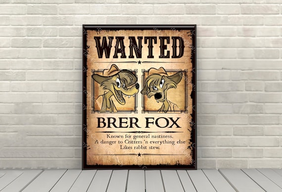 Brer Fox Wanted Poster Splash Mountain Poster Disney - Etsy