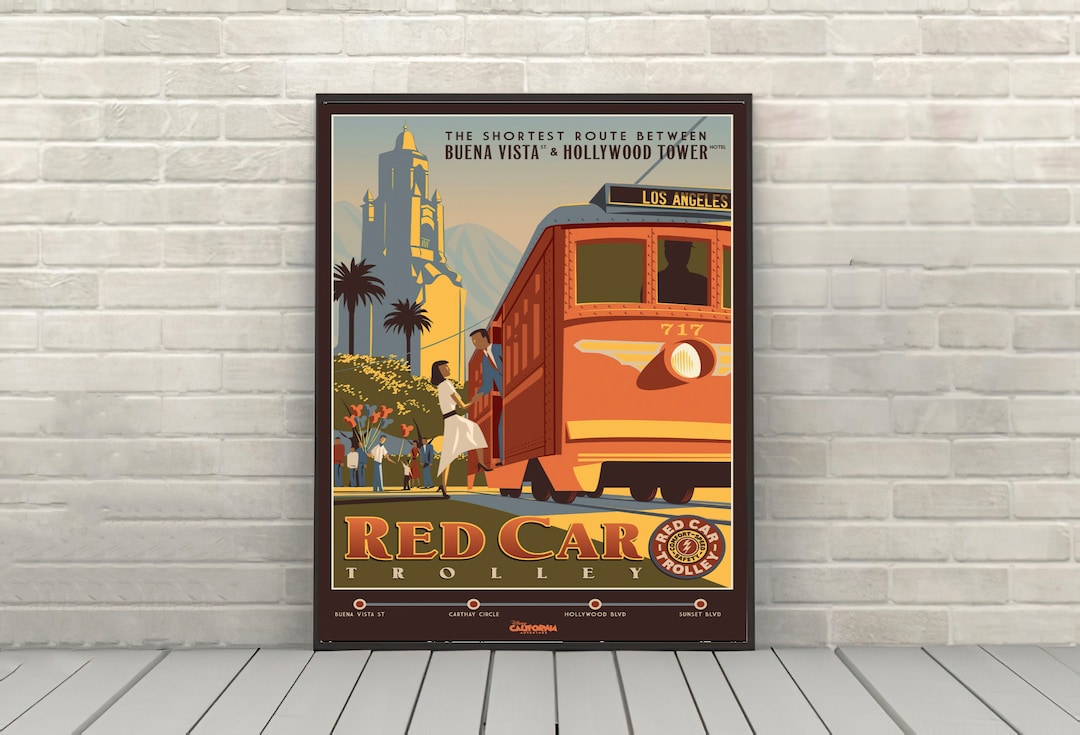 Red Car Trolley Poster California Adventure Poster Disneyland Poster ...