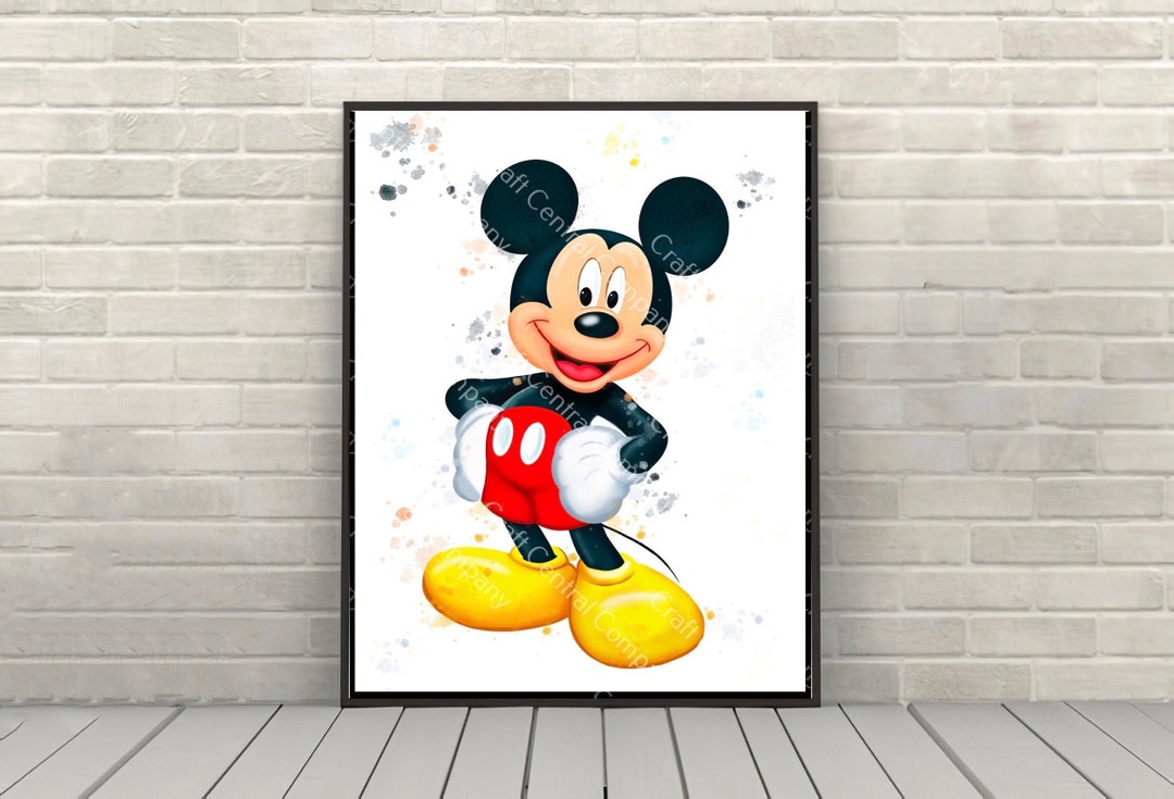 Mickey Mouse Poster Vintage Disney Poster Disney Character Water Color ...